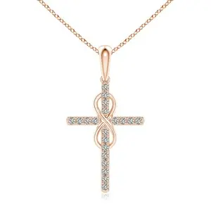 Angara Diamond Cross And Infinity Pendant 1mm Rose Gold/k
