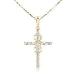 Angara Diamond Cross And Infinity Pendant 1mm Yellow Gold/g