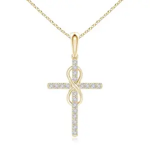 Angara Diamond Cross And Infinity Pendant 1mm Yellow Gold/h