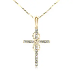 Angara Diamond Cross And Infinity Pendant 1mm Yellow Gold/k