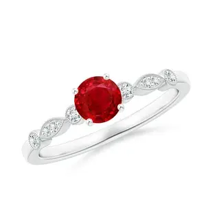 Angara Marquise And Dot Ruby Engagement Ring With Diamonds 5mm Platinum/medium Red