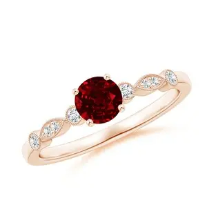 Angara Marquise And Dot Ruby Engagement Ring With Diamonds 5mm Rose Gold/deep Rich Red