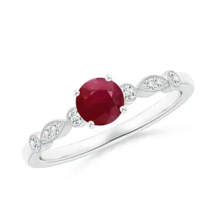 Angara Marquise And Dot Ruby Engagement Ring With Diamonds 5mm White Gold/dark Red