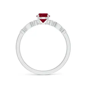Angara Marquise And Dot Ruby Engagement Ring With Diamonds 5mm - White Gold/medium Pinkish Red