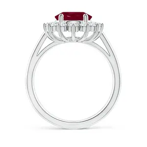 Angara Princess Diana Inspired Ruby Ring With Diamond Halo 10x8mm - White Gold/dark Red