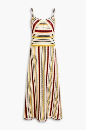 Zimmermann Vitali Striped Crochet-knit Cotton Maxi Dress - Pastel Yellow