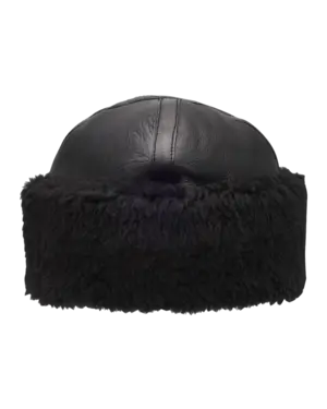 TOTEME Leather Shearling Cuff Beanie - Black