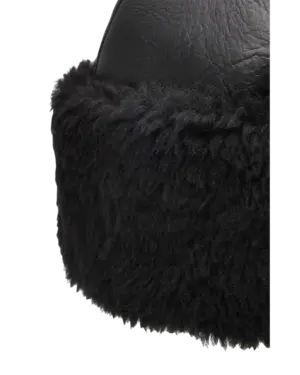 TOTEME Leather Shearling Cuff Beanie - Black