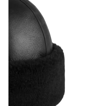 TOTEME Leather Shearling Cuff Beanie - Black