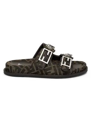 Fendi Women's Fendi Feel Crystal-Embellished Monogram Sandals - Tabacco  - Tabacco