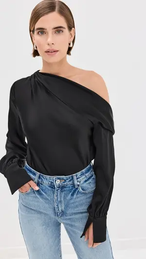 Simkhai Alice One Shoulder Top - Black