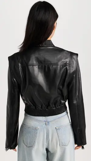 Simkhai Doreen Luxe Vegan Leather Bomber Jacket
