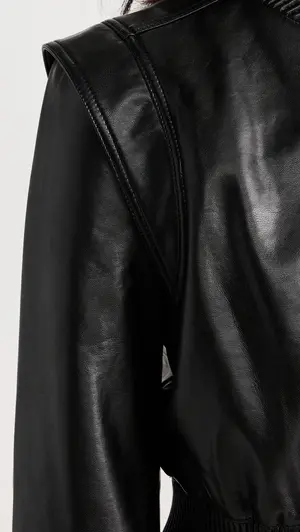 Simkhai Doreen Luxe Vegan Leather Bomber Jacket