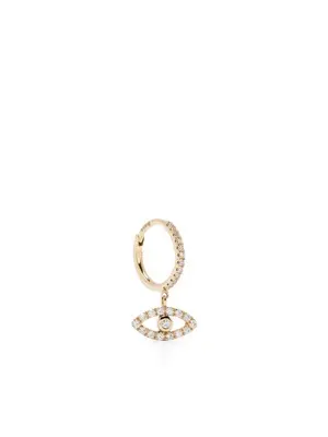PERSEE 18kt Yellow Diamond Evil Eye Hoop Earring - Gold