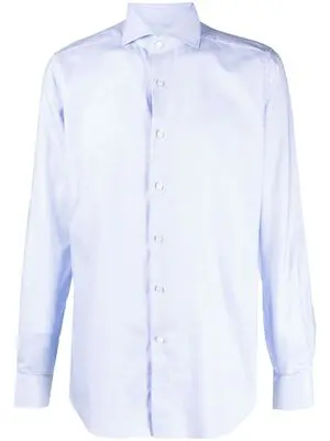 XACUS Cutaway-collar Organic Cotton Shirt - Blue
