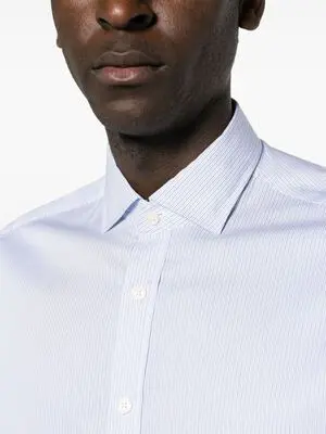 HACKETT Striped Cotton Shirt - Blue