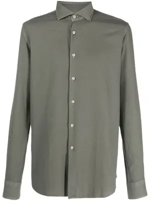 XACUS Cutaway-collar Cotton Shirt - Green