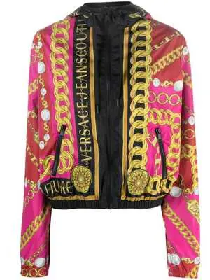 Versace V-emblem Chain Windbreaker Jacket