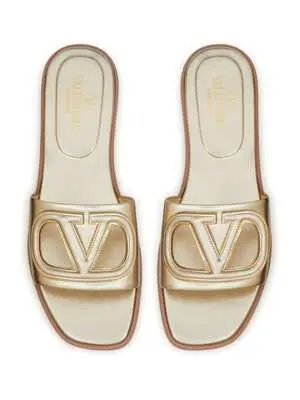 Valentino Garavani V-logo Cut-out Sandals - Gold