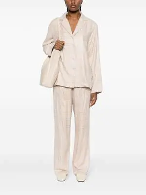 TOTEME Monogram Flannel Pajama Top - Neutrals