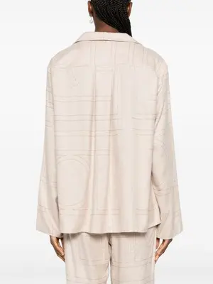 TOTEME Monogram Flannel Pajama Top - Neutrals