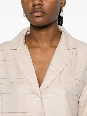 TOTEME Monogram Flannel Pajama Top - Neutrals