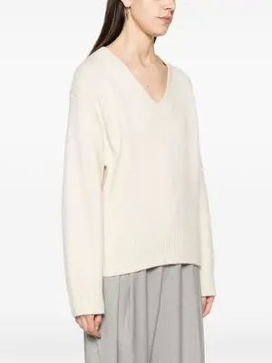 TOTEME V-neck Wool-cashmere Jumper - Neutrals