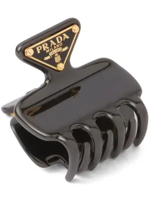 Prada Triangle-logo Claw Clip - Black