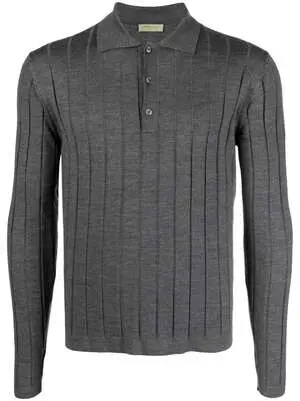 Corneliani Ribbed Virgin Wool Polo Shirt