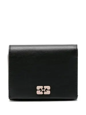 GANNI Tri-fold Leather Wallet - Black
