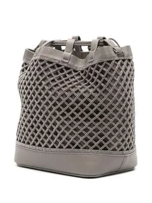 Brunello Cucinelli Monili Chain-net Leather Bucket Bag - Grey