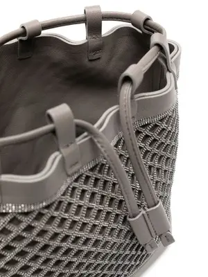 Brunello Cucinelli Monili Chain-net Leather Bucket Bag - Grey