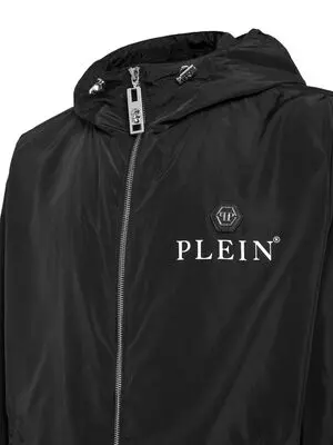Philipp Plein Hexagon Hooded Jacket With Logo Print - Black