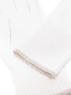 Brunello Cucinelli Contrasting-trim Cashmere Gloves - White