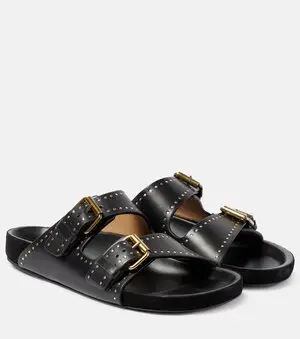 Isabel Marant Étoile Isabel Marant Lennyo Leather Slides Black