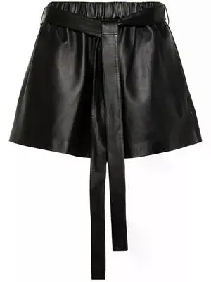 Red Valentino Belted Waist Leather Shorts