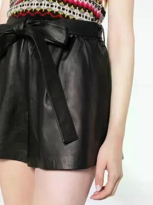 Red Valentino Belted Waist Leather Shorts