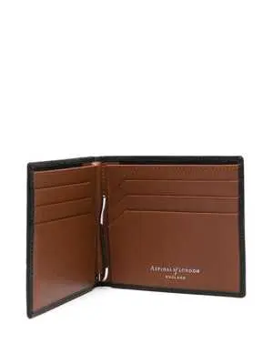 ASPINAL OF LONDON 6 Cc Logo-plaque Leather Wallet - Black
