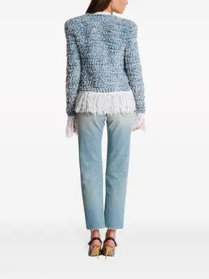 Balmain Fringed Denim Tweed Jacket