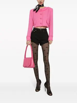 Dolce & Gabbana Round-neck Cropped Tweed Jacket - Pink