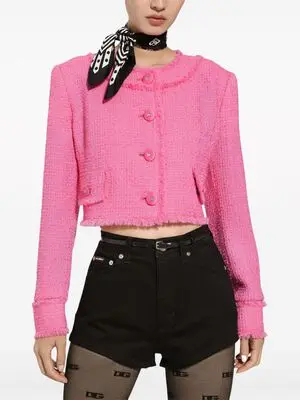Dolce & Gabbana Round-neck Cropped Tweed Jacket - Pink