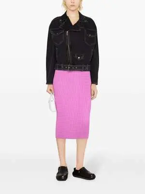 Moschino Belted Denim Biker Jacket - Black