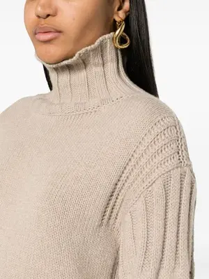 JIL SANDER Roll-neck Cashmere Jumper - Neutrals