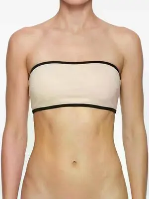 TOTEME Striped Edge Strapless Bikini Top - Neutrals