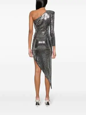 NISSA One-shoulder Sequinned Midi Dress