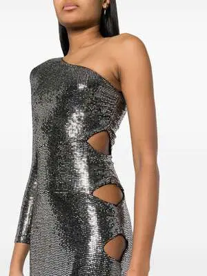 NISSA One-shoulder Sequinned Midi Dress