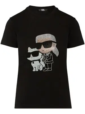 Karl Lagerfeld Ikon Rhinestone-embellished T-shirt - Black