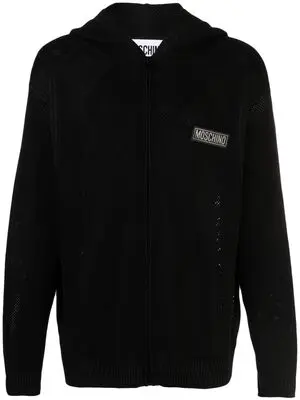 Moschino Logo-patch Open-knit Hoodie