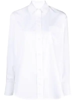 Victoria Beckham Logo-embroidered Organic Cotton Shirt - White