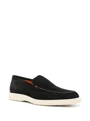 Santoni Contrast-stitching Suede Loafers